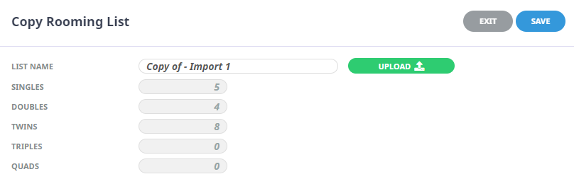 Rooming List - Group Bookings